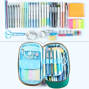 Homecube Pencil Case Big Capacity Pencil Bag Makeup Pouch Durable Students Stationery with Double Zipper Pen Holder for School/Office, Green
