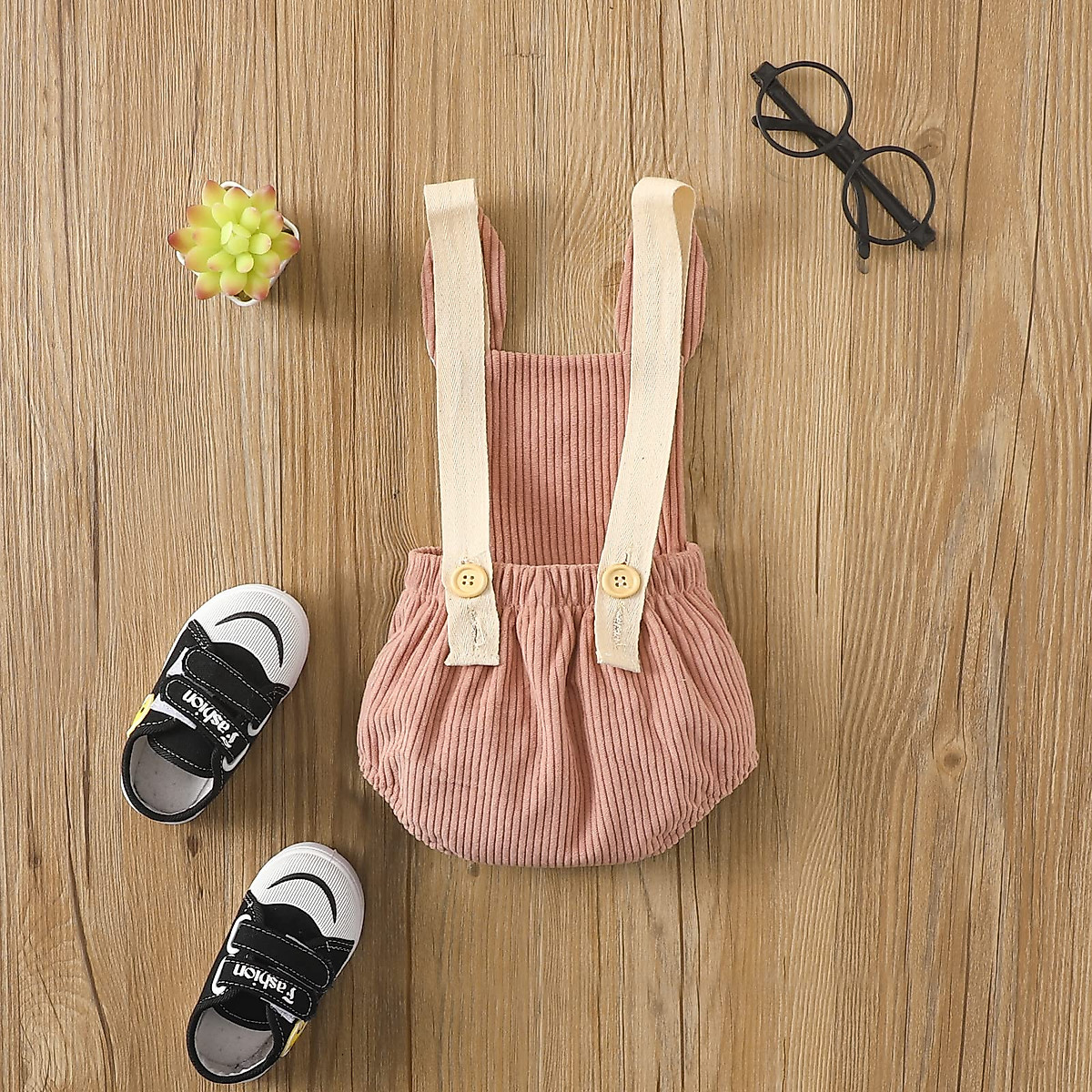 Zempertoopa Newborn Baby Girls Easter Outfits Bunny Printing Corduroy Romper Tutu Jumpsuit Sleeveless Infant Baby Girl Clothes (Pink, 0-3 Months)