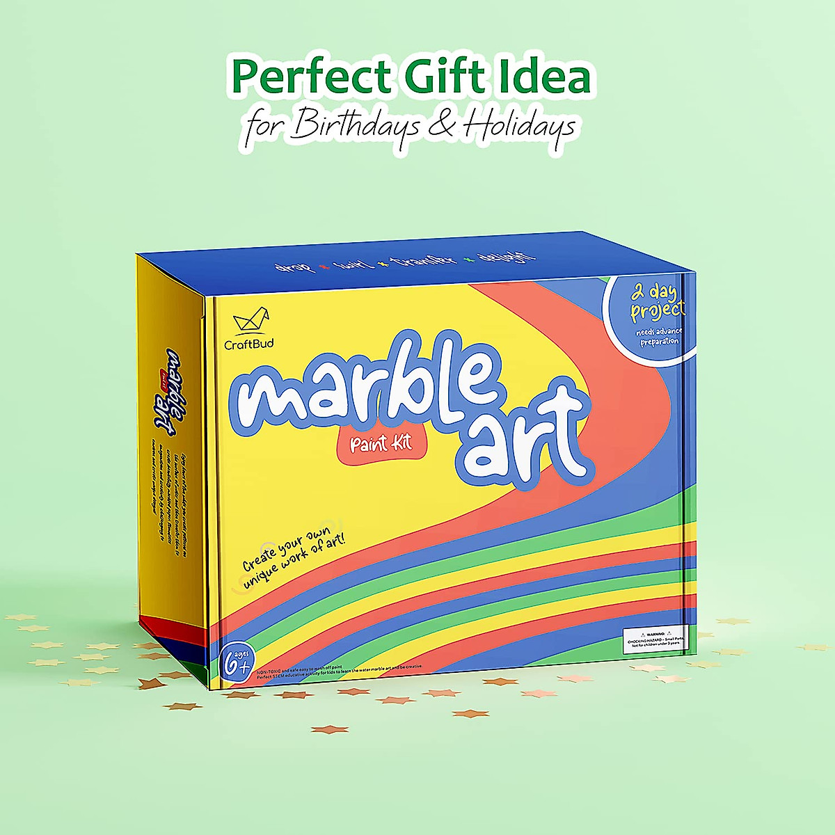 Marble Painting Kit - Kids Art, Water Marbling Paint Kit for Kids Ages 8-12 Girls & Boys, Fun Activity Water Marbling Paint Art Kit for Kids, 5 Paint Colors, Perfect Kids Gift for All Ages