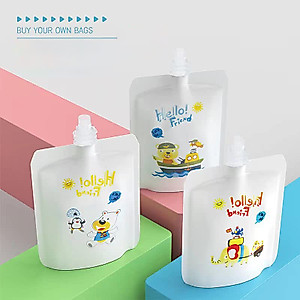 7 PCS Kit Baby Food Pouch Maker, Toddler Fruit Squeeze Puree Filler for Kids, Pure Color Pouches (Green)