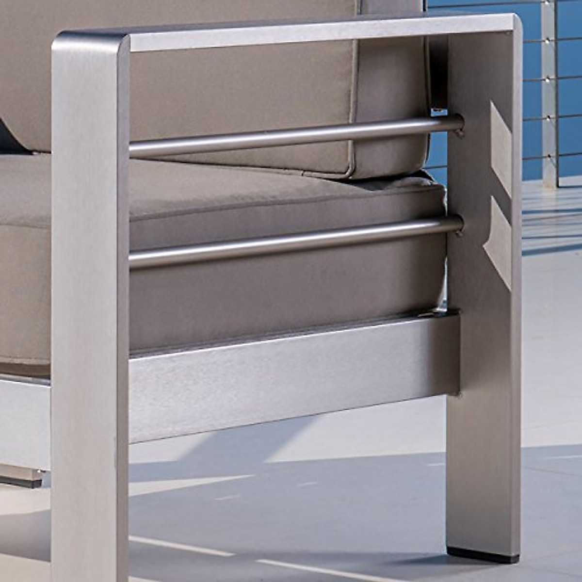 Christopher Knight Home Cape Coral Outdoor Aluminum Club Chairs with Water Resistant Cushions, Khaki (Pack of 2)