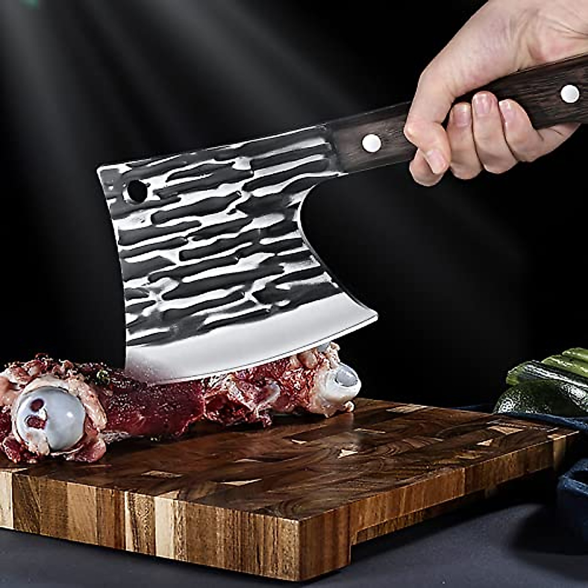 Fubinaty Meat Cleaver Chopping Bone Knife Handmade Forged Chef Knife Heavy Duty Kitchen Cooking knives High Carbon Steel Butcher Knife with Wenge Wood Handle for Home, Kitchen, Restaurant