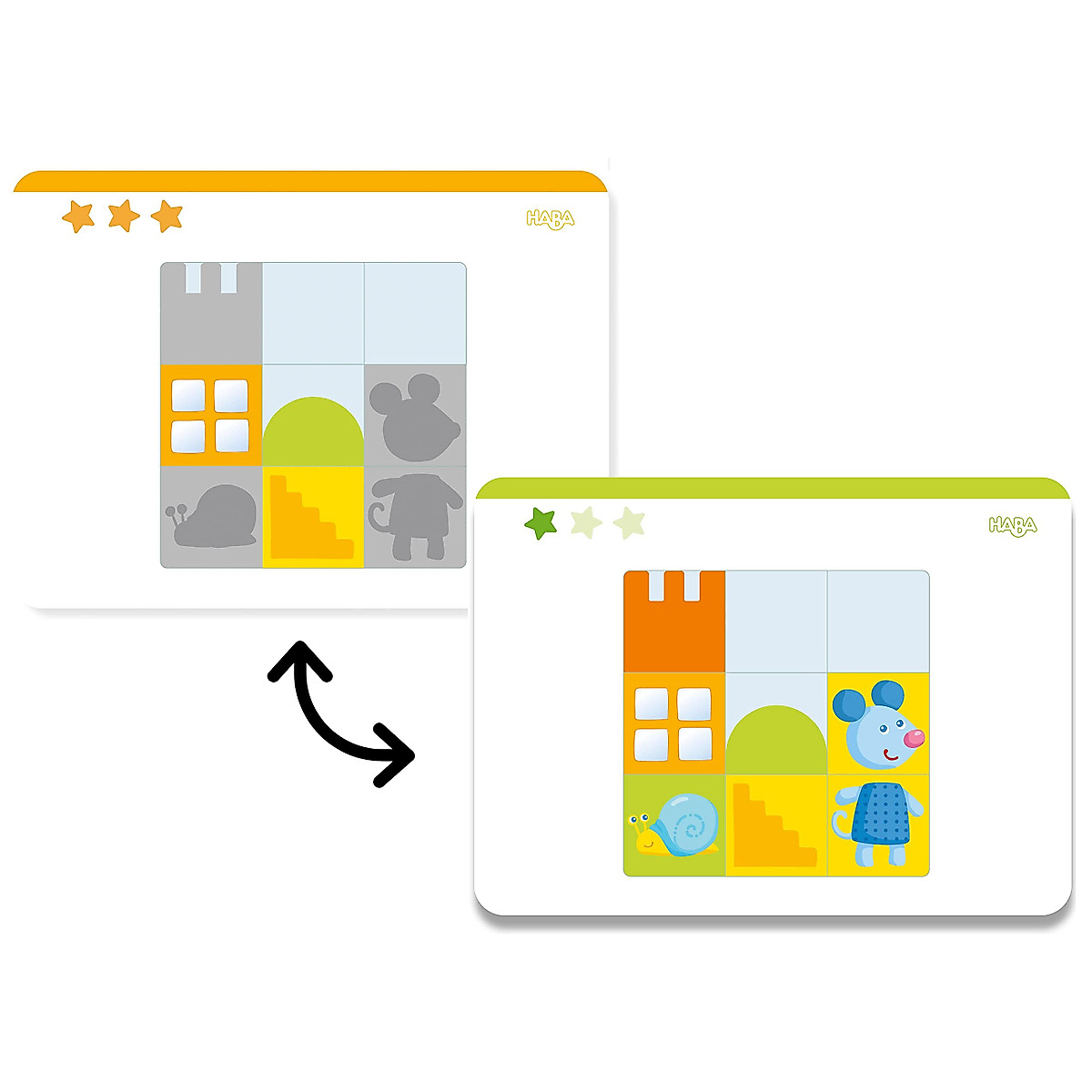 HABA Animal Squares Chunky Wooden Puzzle Building Blocks Arranging Game with Template Cards, Montessori Toys Toddler Puzzle Ages 2+ (Made in Germany)