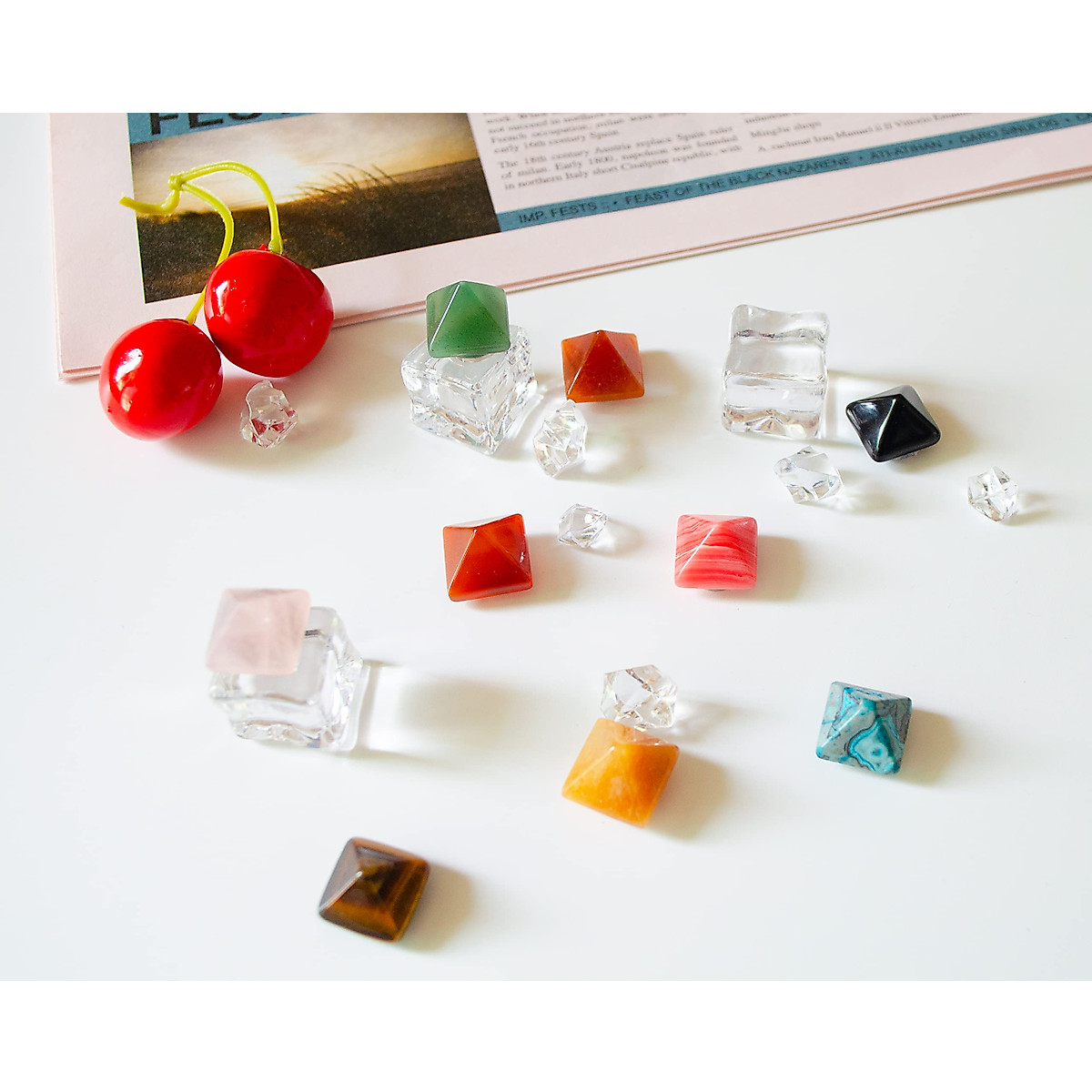 Crystal Pyramid Refrigerator Magnets, 9 Pcs Colorful Small Cute Fridge Magnets, Strong Magnets for Fridge, Whiteboard, Kitchen, Office, and School, Locker