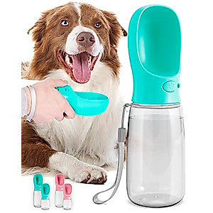 MalsiPree Dog Water Bottle, Leak Proof Portable Puppy Water Dispenser with Drinking Feeder for Pets Outdoor Walking, Hiking, Travel, Food Grade Plastic (19oz, Blue)