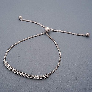 Timeless Love Sterling Silver 1/4 ct. t.w. Diamond Tennis Link for Women, Adjustable Bolo Friendship Bracelet 9.5", Dainty Jewelry for Women, Women’s Fashion Bracelets, Diamond Luxury Bangle for Women