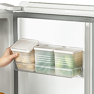 Poeland 3 Pack Refrigerator Organizer Boxes, Fridge Side Door Storage Containers with Lid, Stackable Food Storage Organizer for Kitchen, Refrigerator (Translucent)