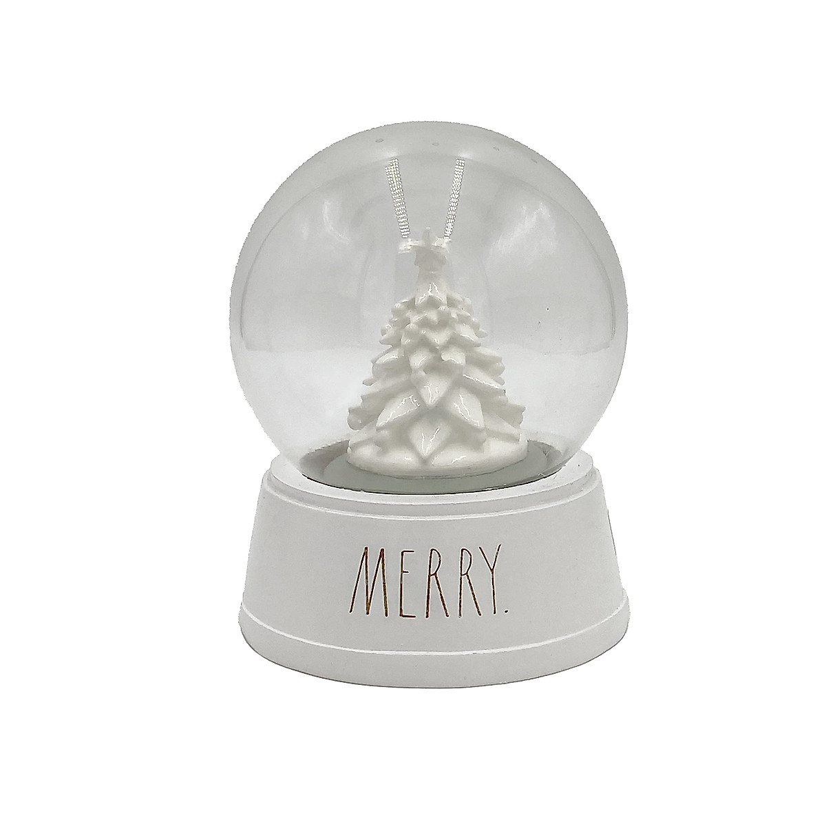 Rae Dunn Snow Globe - Christmas Snow Globes, Winter Holiday Decorations - Beautiful Clear Glass Snowglobe with Sturdy Base - Decorative Xmas Collectibles, Figurines, Merchandise, Souvenirs, Decor