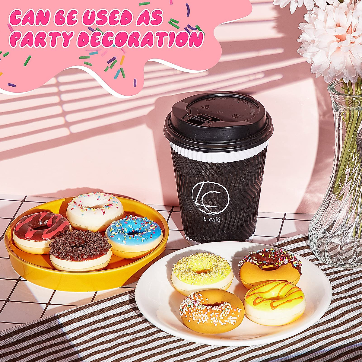 Chalyna 8 Pcs Fake Donuts Realistic Artificial Donuts Toy Fake Food Fake Cakes Desserts Donut Decorations Toys for Doughnut Party New Years Party Supplies Favors Food Decoration Prop, 1.78 (Cute)