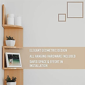 Danya B XF11035BH Large Decorative 5-Tier Corner Floating Wall Mount Display Shelving Unit - Beech Veneer