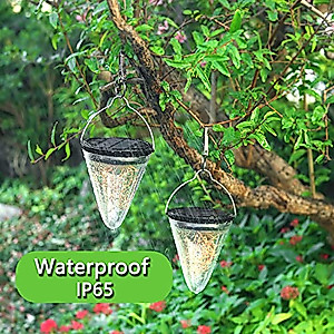 CHISROSLIN Hanging Solar Outdoor Lights Garden Decor Lighting Waterproof, Outside Decorative Solar Powered Light for Fence Patio Yard Lawn Garden Trees