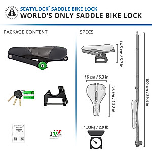 Seatylock Hybrid Saddle Bike Lock - Multi Patent 2 in 1 Locking Bike Seat Doubles As Saddle or Bicycle Guard - Innovative Lightweight Anti Theft Bike Lock and Saddle with Keys