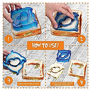 26Pcs Sandwich Cutters set for Kids, Vegetable Cookie Cutters with Comfort Grip, Stainless Steel Fruit Shape Cutters, Cartoon Animal Bento Food Cutter Stamps, Bread Cutters with 10 Cartoon Toothpicks