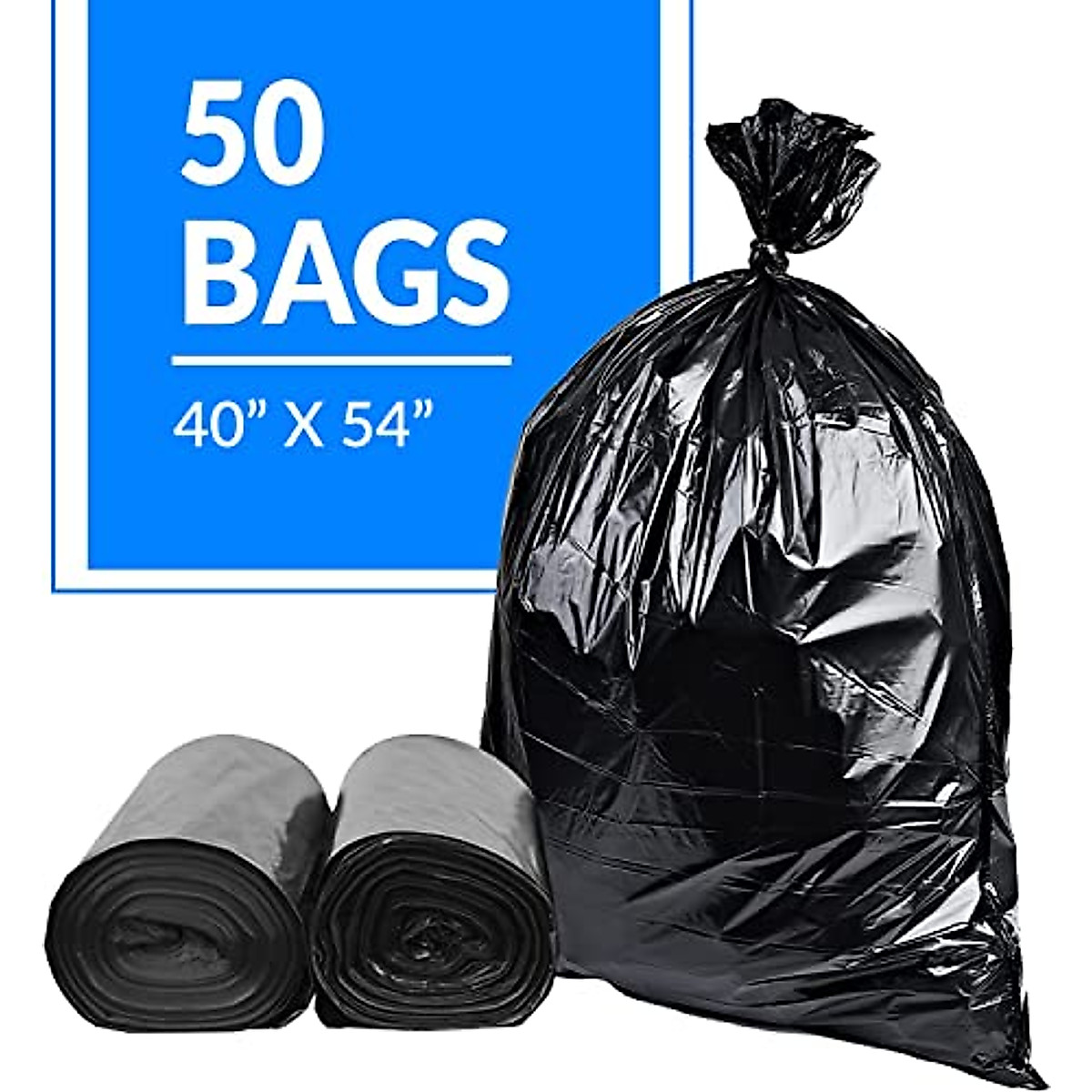 Reli. SuperValue Trash Bags, 55-60 Gallon | 50 Count | Made in USA | Black 55 Gallon Trash Bags | Heavy Duty Can Liners, Garbage Bags, Bulk Contractor Bags 55 Gallon Capacity | Black