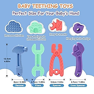 Yoolane Baby Teething Toys Teethers for Babies 3-24 Months Tools Silicone Teether for Toddler Infant Boy and Girl BPA Free Freezable Chew Toy Newborn Stuff Essentials and Shower Gift | 4 Pieces Set