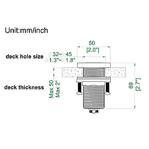 KANARY ALL Brass Air Switch Button for Sink Top Counter Top Garbage Disposal Part(Square,Matte Black)