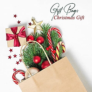 Paper Gift Bags 5.25x3.75x8" 50Pcs, Metronic Christmas Gift Wrap Bags with Handles, Brown Kraft Paper Bags for Small Business, Heavy Duty Bulk Paper Bags for Birthday Party Favors, Shopping, Retail, Merchandise