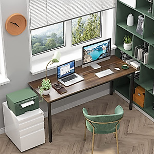 sogesfurniture 63 inches Large Size Office Desk Computer Desk Gaming Desk Computer Table Sturdy Office Desk Writing Desk, Walnut BHUS-GCP2AC3-160BW-NEW