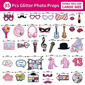 35Pcs Photo Booth Props for Birthday Weddings Graduation,Music Lyrics Themed Party Photo Booth for Music Fans,Social Media Party Props for Photo Booth