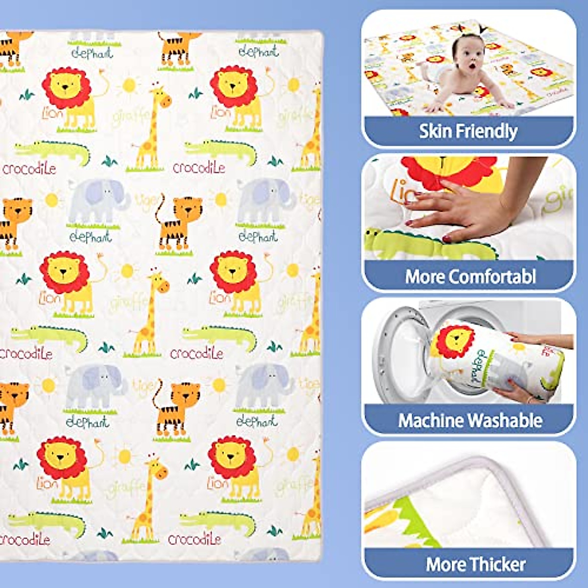 ChildLike Lion Baby Play Mat - Comfortable Non-Slip Tummy Time Mat for Floor Crawling, 71x59 Inch