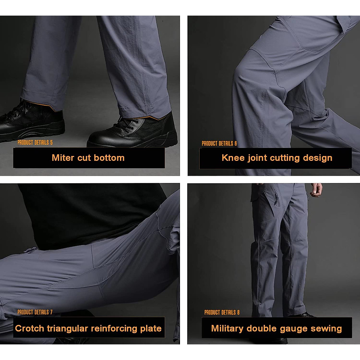 BIYLACLESEN Tactical Pants Men Lightweight Camping Pants Cargo Pants Men Hiking Pants Mens Outdoor Pants Work Pants for Men Quick Dry Pants Men Fishing Multi Pockets