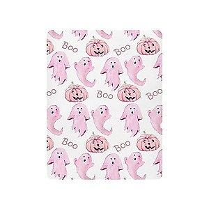 Mazeann Halloween Ghosts Pink Crib Sheets Soft Breathable Fitted Baby Crib Sheets Mattress Cover for Girl Boys, 52" x 28" x 9"
