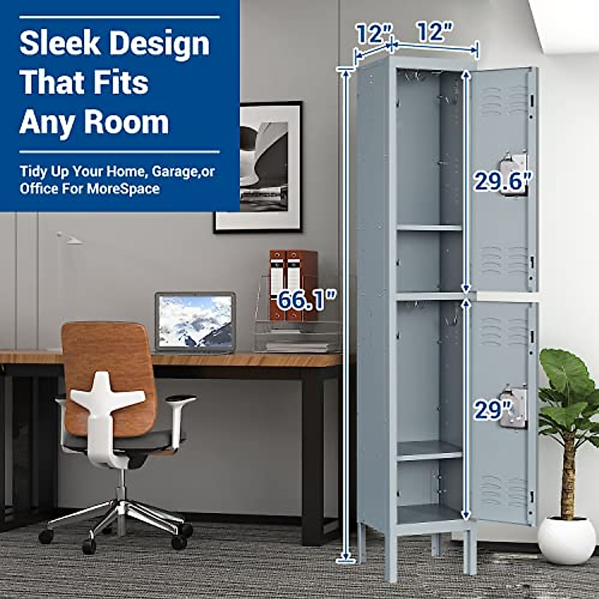 Fesbos Metal Lockers for Employees Steel Storage Locker with 2 Doors for Office School Gym Metal Storage Cabinets for Home, Office, Gym, School