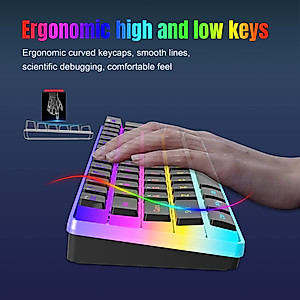 Snpurdiri 60% Wired Gaming Keyboard, Pudding Keycaps with Translucent Layer,RGB Ultra-Compact Mini Keyboard, Waterproof Small 61 Keys Keyboard for Office/Gaming(Black)