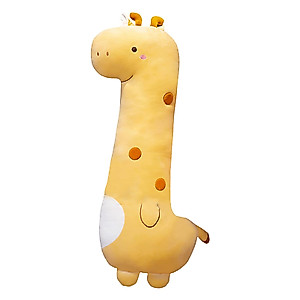 PEACH CAT Cute Long Giraffe Plush Pillow Kawaii Giraffe Stuffed Animal for Girls and Boys Yellow 35.4"