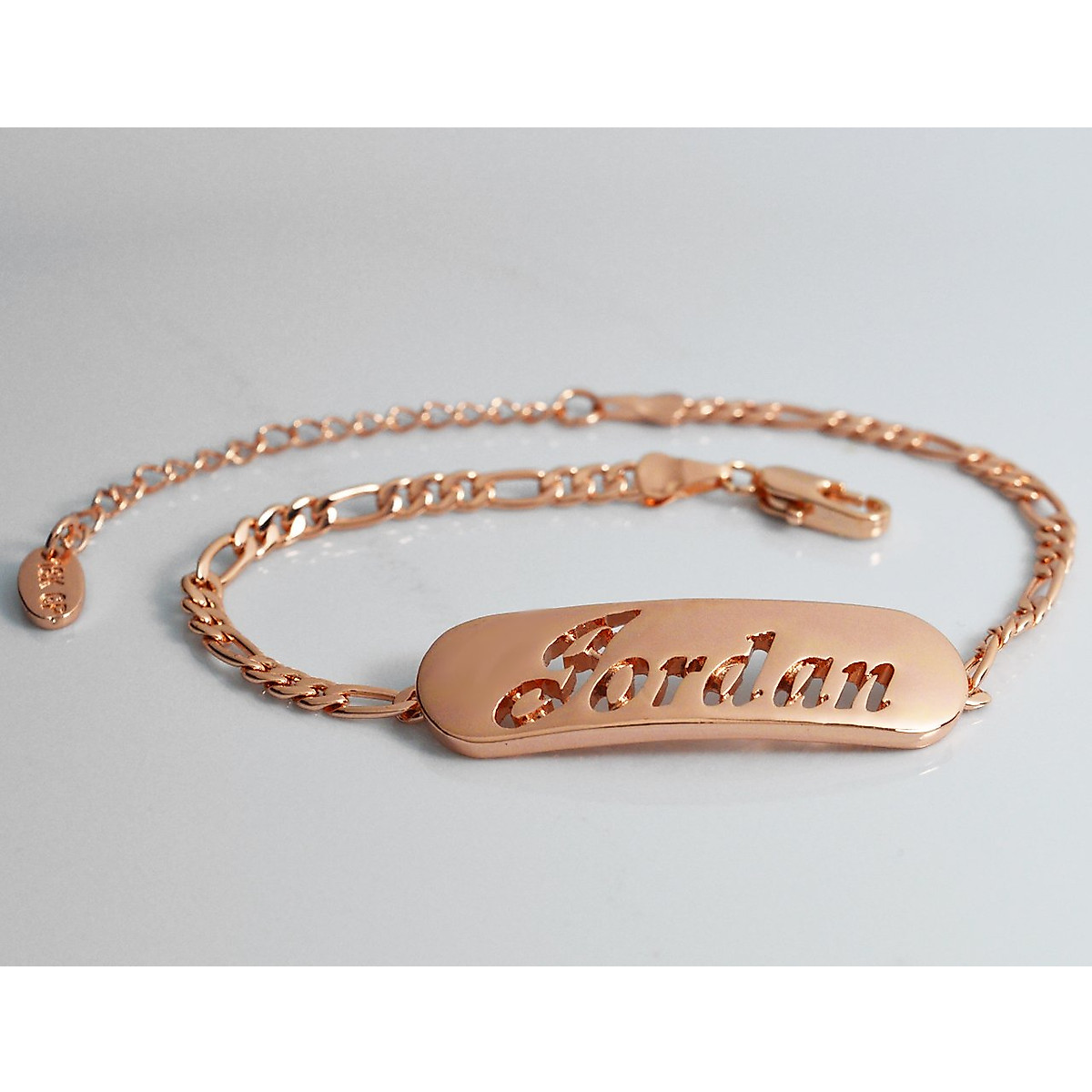Zacria Jordan Name Bracelet 18K Rose Gold Plated Personalized - Jewelry Gift Women, Girlfriend, Mother, Sister, Friend, Gift Bag & Box