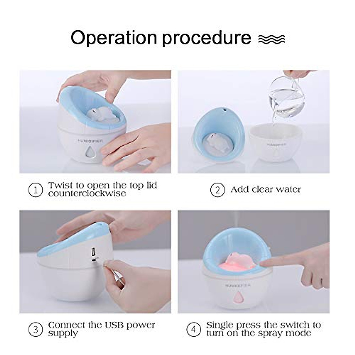 Cotree USB Small Sofa Humidifier, Mini Cool Humidifier 350ml Water Volume, One Touch Shut-Off for Home Office Bedroom (Pink)