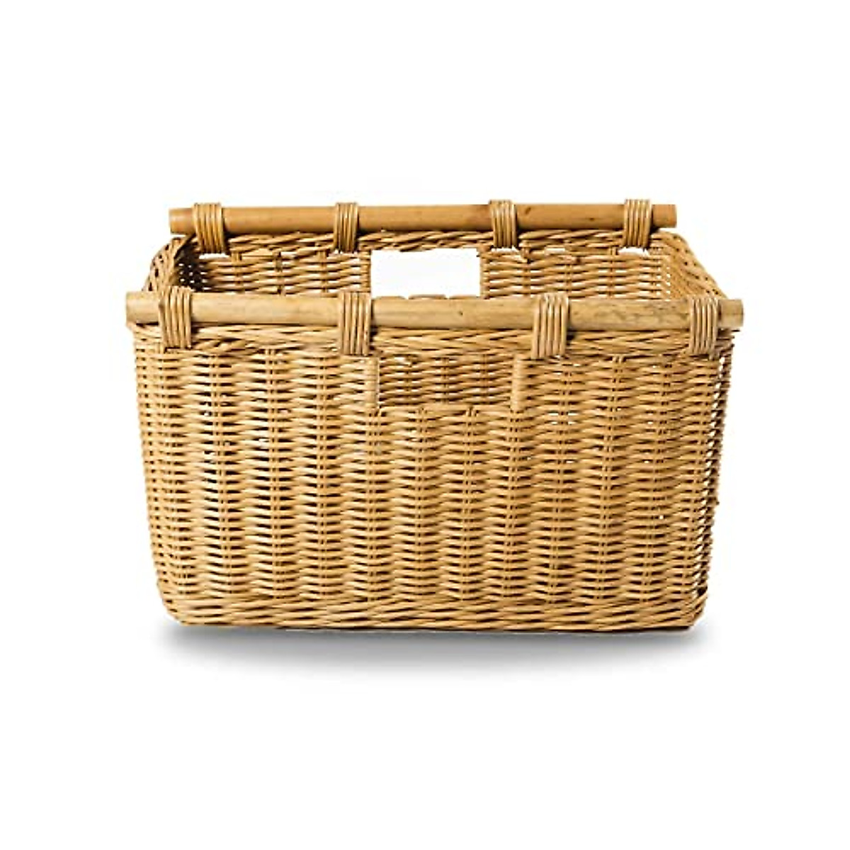 The Basket Lady Tall Narrow Wicker Storage Basket, Medium, 18 in L x 12 in W x 11 in H, Sandstone