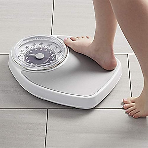 InstaTrack Large Dial Metal Analog Bathroom Scale with Silver Mat, Accurate Measurements up to 330 Pounds, Battery Free