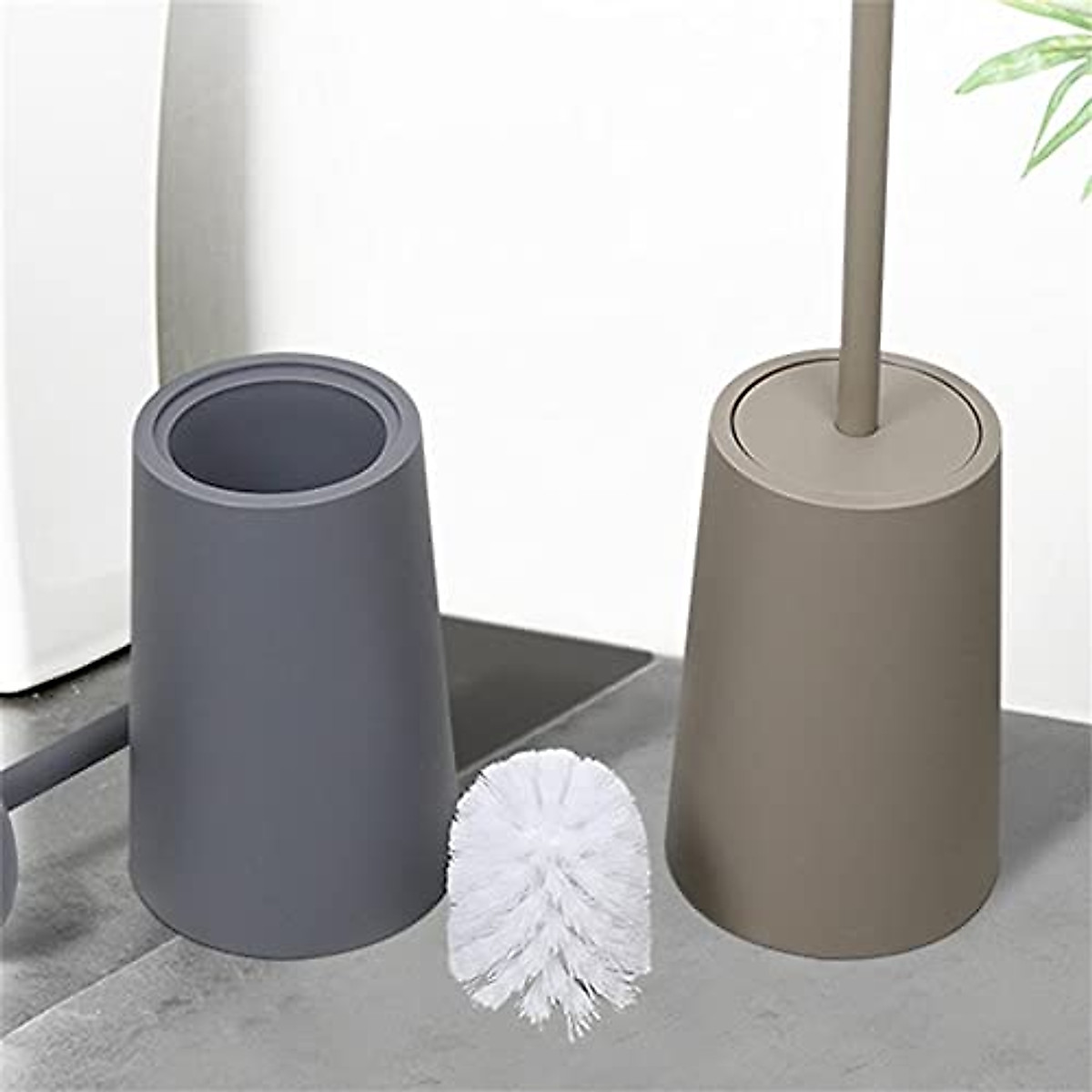 Toilet Brush Vacuum Toilet Dredge Suction Cup Deep Dredge Silicone No-Slip Long Plastic Handle and Flexible Bathroom Toilet Brush Holder Furniture (Color : Grey)