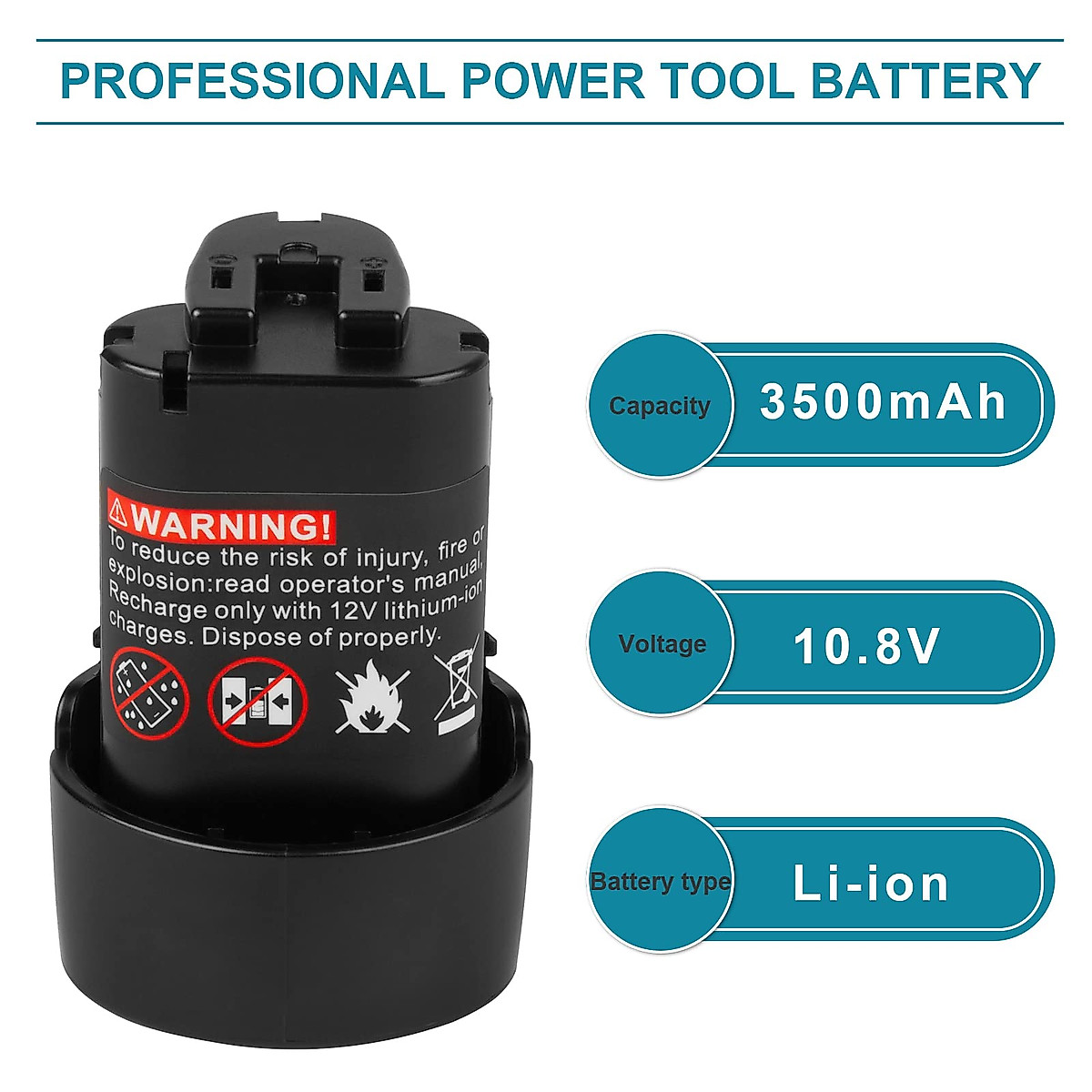 Futurebatt [2Pack] High-Output 3500mAh 10.8V Battery for MAKITA 10.8-Volt Drill Tools Battery BL1013 BL1014 DF030D DF330D 194551-4 194550-6 195332-9