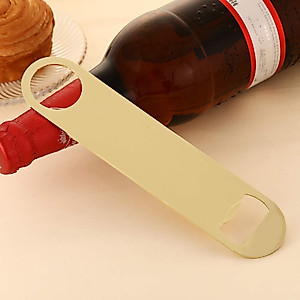 WAYTOSUC 2Pcs Gold Stainless Steel Flat Bottle Opener, Heavy Duty Bartender Beer Bottle Opener for Bar Home Kitchen Restaurant (2, Gold)