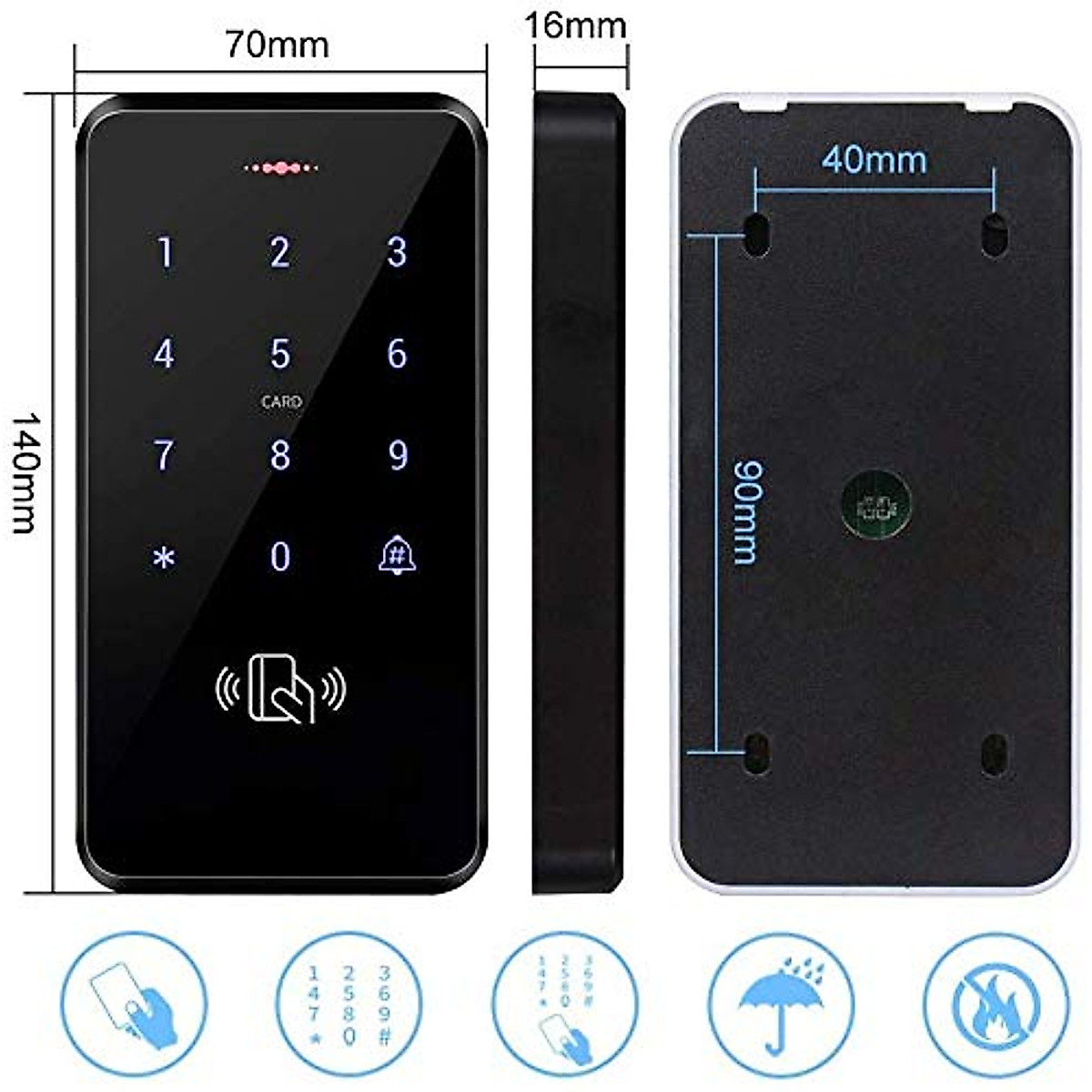 HERNAS Professional Access Control Kit, IP68 Fully Waterproof RFID Keypad(3000 Users Capacity) + 180KG/380lbs Magnetic Door Lock + DC12V 3A Power Supply + Release Switch and 10PCS Key Fobs, Outdoor