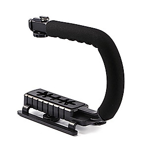 Stabilizers Video Action Stabilizing Handle Grip, C/U Shape Bracket Grip Portable Video Handheld Camera Stabilizer with Removable Hot Shoe