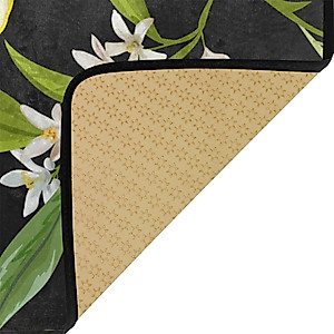 Fruit Lemon Floral Leaves Kitchen Floor Mat Non Slip Washable Doormat Runner Carpet for Bedroom Foyer Laundry Home Decor 20" x 39"