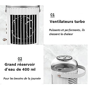 Cooling Fan - 400ml water tank Desktop Quiet Cooling Fan | Personal Ac 3 powerful speeds, 3 colors ambient light, Quiet Mini Air Conditioner for Room,Office,Desk,Camping,Bedroom