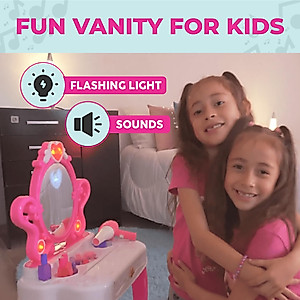 Wolvolk Princess 2-in-1 Toddler Vanity Set with Piano - Unlock Creativity, Joy, and Music in One Experience a Kids Vanity Set with Mirror and Piano for Kids Ages 3-5