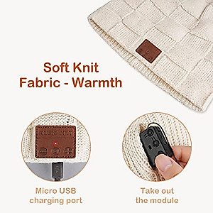 Deegotech Bluetooth Beanie Hat, Christmas Stocking Stuffers Tech Gifts for Women, Bluetooth 5.0 Music Hat with Headphones for Friend Men Women Teen Boys Girls-Beige