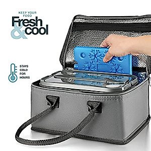 Electric Lunch Box Food Heater, Heated Lunch Box for Adults and kids, food warmer lunch box, 70W 110V/12V/24V, heating lunch box for work, food warmer for car, 1.8L with Cutlery Set & Ice Pack
