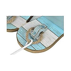 NIKKY HOME Beach Themed Flip Flop Sandal Decorative Wall Mounted Coat Hooks Towel Rack,14.96 x 3.62 x 9.96 Inches, Blue