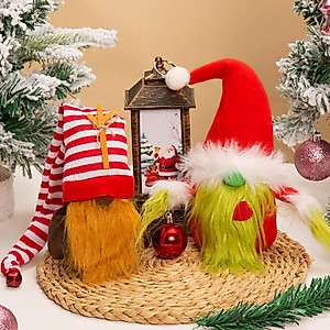 BWFY Christmas Gnomes Decorations 2-Pack Handmade Swedish Tomte Plush Gnomes Scandinavian Santa Elf Christmas Table Tiered Tray Ornament Gnome Christmas Decor Gifts