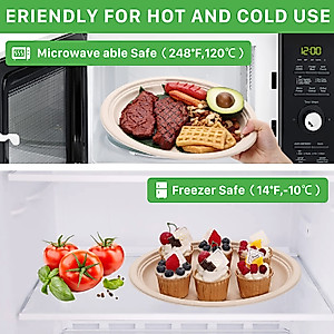 50 Pack Oval Paper Plates,100% Compostable Paper Plates,12 inch Paper Plates Heavy Duty,Disposable Paper Plates,Natural Bagasse Unbleached Eco-Friendly Sugarcane Plates for BBQ Party Picnic Gathering