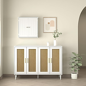 YIJAMLIFE Bathroom Wall Cabinet Over Toilet,Small Medicine Cabinet for Bathroom Laundry Room Kitchen,Space Saver Storage Cabinet with 2 Door Adjustable Shelves White