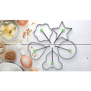 God's kitchen 5 pcs Non stick Ring Molds for Making Cakes, Pancakes, Meatloaf, Biscuits, Fried Egg Ecofriendly Stainless Steel Easy to Clean and Use 5 Different Shapes Great Kitchen Tool