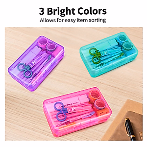 Sooez 3 Pack Pencil Case, Large Pencil Box Case, Clear Crayon Marker Box Bulk, Hard Plastic School Supplies with Snap-tight Lid, Stackable Storage Container Art Craft Organizer for Bead Pens