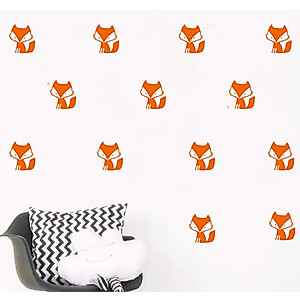 36 Set Orange Forest Fox Pattern Wall Sticker-Kids Nursery Bedroom Home Decoration Vinyl Sticker-DIY Chiildren Room Living Interior Decor Sticker